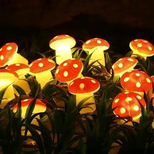 Accents | 1 Feet Red White Polka Dot Mushroom Toadstool 20 Led Lights ...